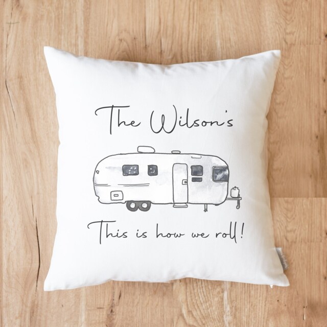 Custom Silver Camper Pillow - This Is How We Roll Vintage Airstream ...
