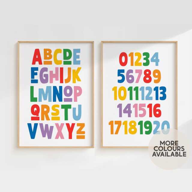 Kids Education Posters -- Alphabet Poster, Numbers Playroom Prints ...