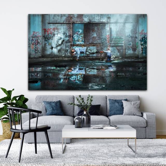 Framed Canvas, Canvas Art, Print, Banksy, Graffiti, Wall Banksy ...