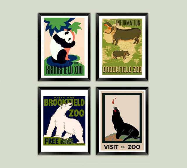 Zoo Posters Visit The Brookfield Animal Themed Prints by Etsy ...