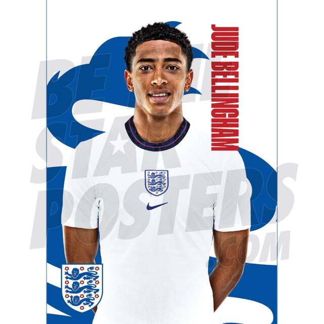 England Men's Football Team Bellingham 21/22 Headshot Poster ...