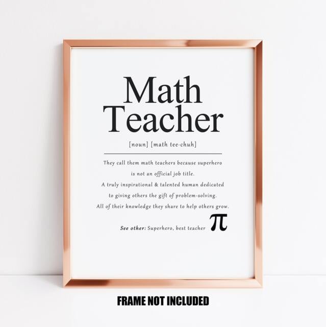 Math Teacher Definition Art Print, Gift For Math Teacher, Thank You End ...