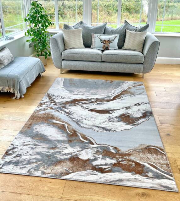 Beige Silver Cloud Shimmer Sheen Effect Modern Rug Silky Soft Chic ...