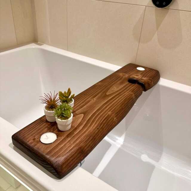 Live Edge Bath Board Rustic Wooden Bath Caddy, Tray, Accessories ...