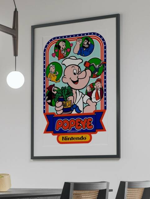 Popeye 1982 Nintendo Arcade Video Game Retro Art Print Poster 24 X 36 ...