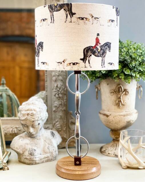 Snaffle Bit Table Lamp, Equestrian Decor With Hunt Scene Lampshade by ...