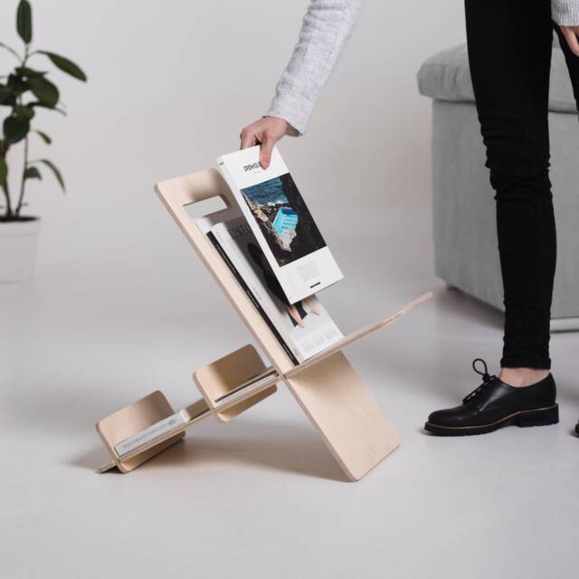 Magazine Rack For Books & Vinyl - Portable Wooden Organizer With Handle ...
