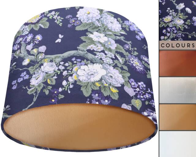 UK Handmade Botanical Blue Lampshade, Floral Light Shade, Rustic ...