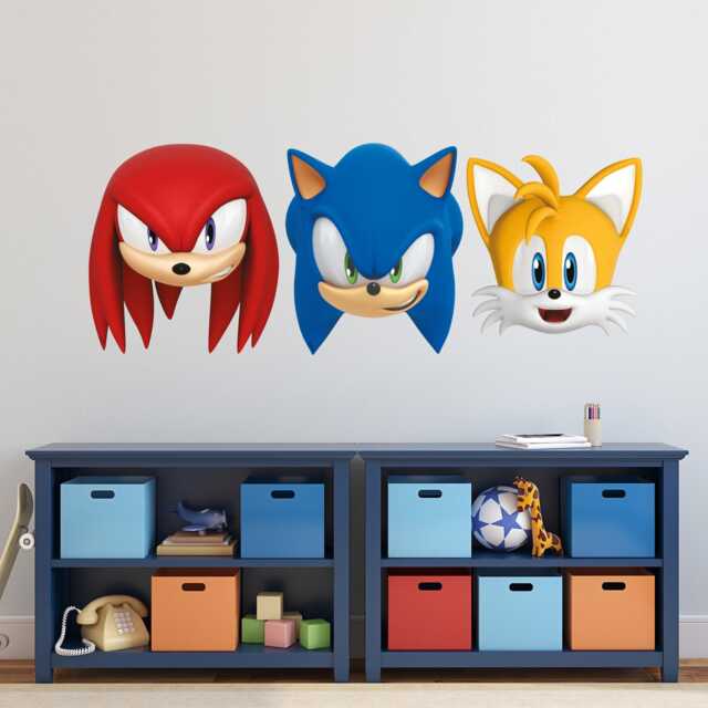 Sonic The Hedgehog Wall Sticker - Knuckles & Tails Heads Art by Etsy ...