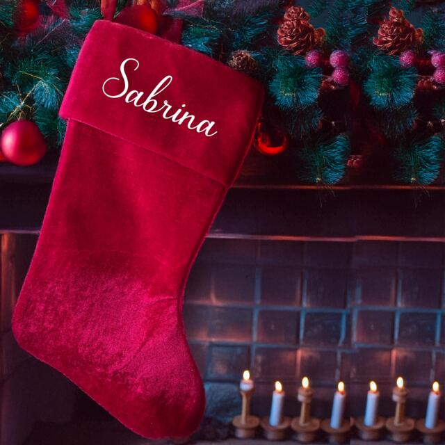 Luxury Personalised Christmas Stocking With Name - Red Eve For Him Her ...