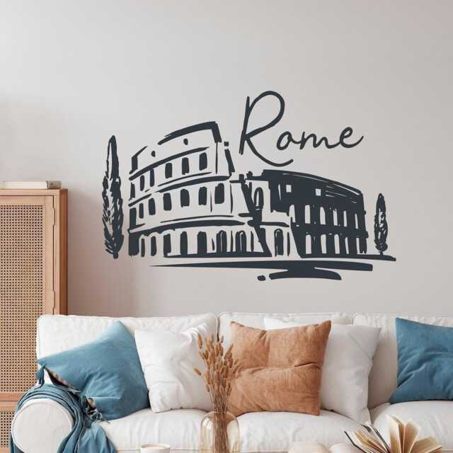 Rome Wall Art Colosseum Decal, Handdrawn Stickers, Italian Decor ...