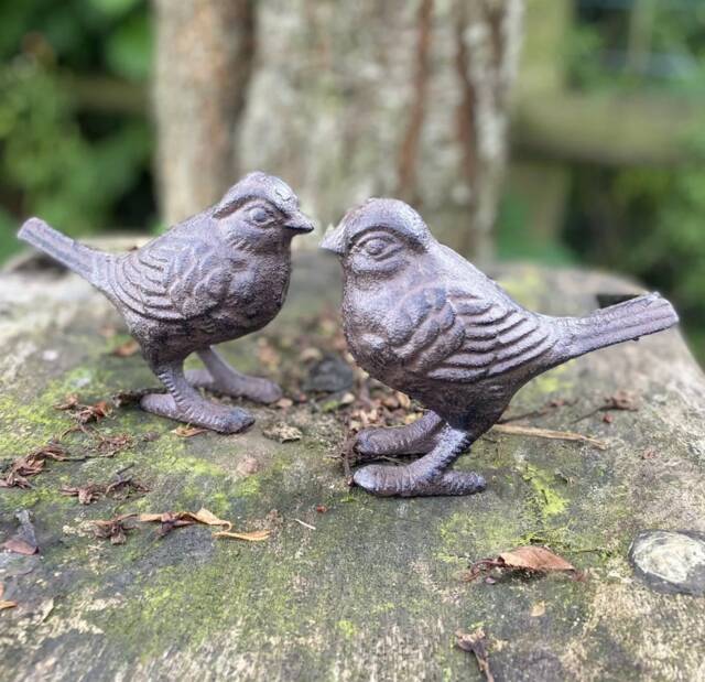 Two Cast Iron Birds Garden Ornament Vintage Style Metal Robin Lawn Statue Gift by Etsy ...