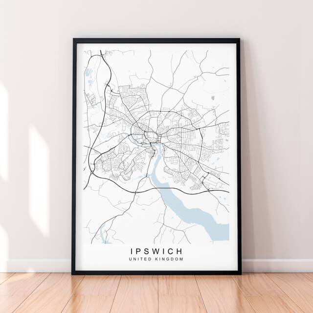 Ipswich City England Map Print Poster Minimalist Home Decor High UK ...