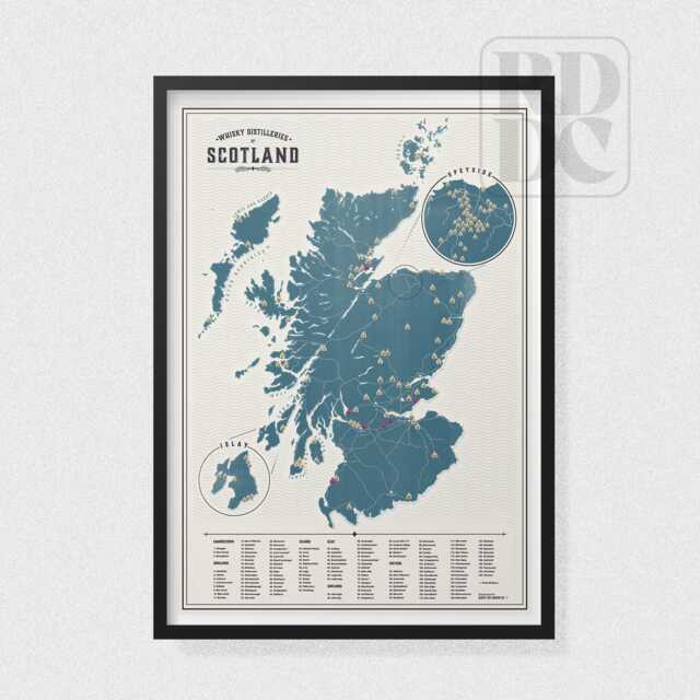 Whisky Map Of Scotland - Distilleries Poster, Scottish Scotch Art Print ...
