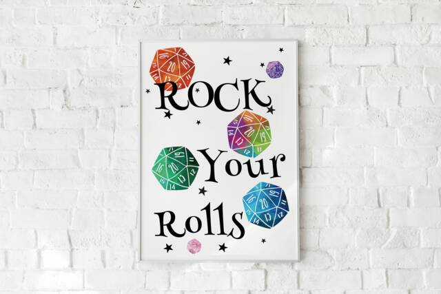 Rock Your Rolls - D&d Tabletop Gaming Inspired A4 Premium Print Dice ...