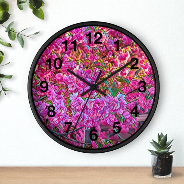 Wall Clock, Sakura Black Clock, Blossom, Pink Flower, Bloom, Cherry ...