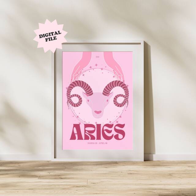 Digital File Aries Print - Astrology Prints, Colourful Wall Art, Star ...