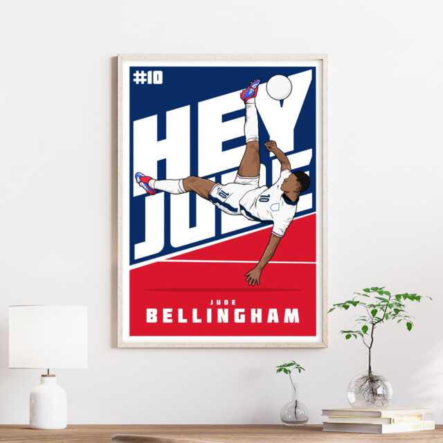 Jude Bellingham Overhead Kick Football Player Print England Fan Gift ...