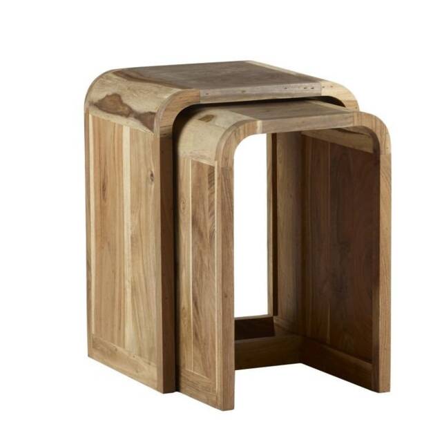 Ellen Ligneous Solid Acacia Wood Nested Table Of 2 Set Nest Tables in ...