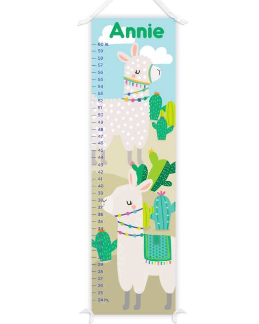 Llama Growth Chart, Cactus Ruler, Wall Art, Cacti Decor, Height Nursery ...