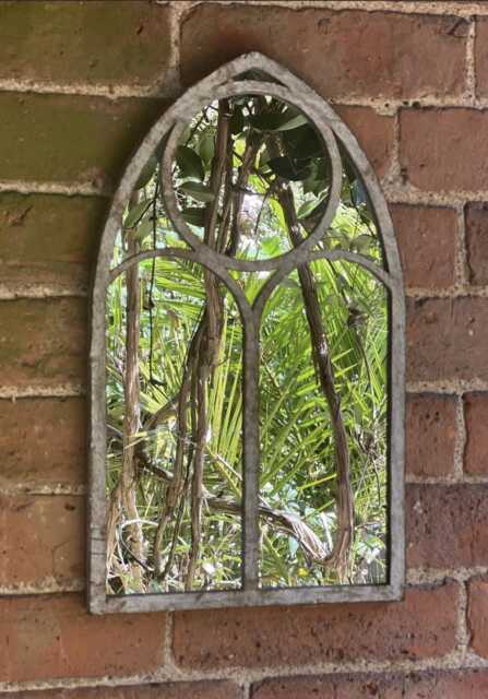 Arched Garden Mirror Grey Frame Glass Small Wall Round Bathroom Living ...