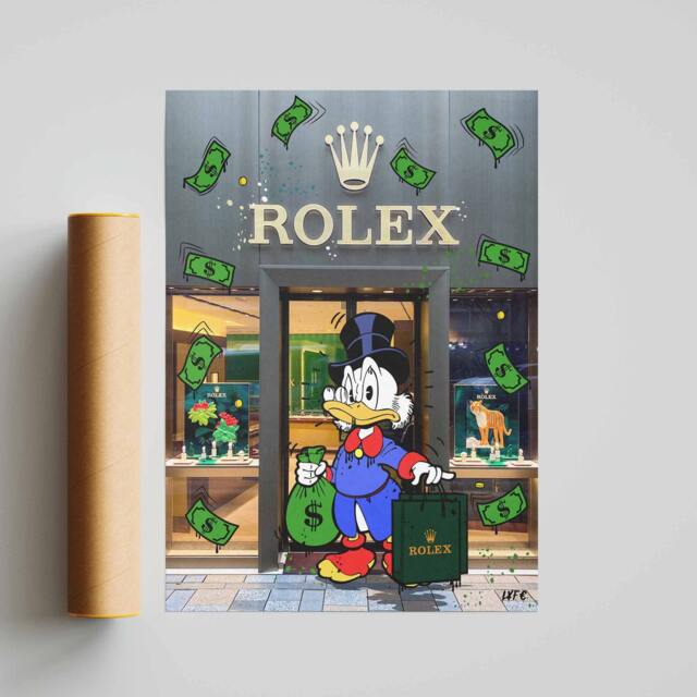 Scrooge Mcduck X Rolex - Poster Art Print Street - Alec Monopoly ...