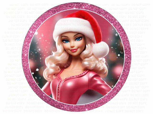 Pink Doll Santa Christmas Sign, Cute Girl Santa Wreath Sign, Doll ...