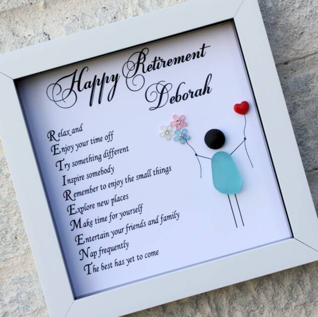 Retirement Gift, Good Luck Present, Pebble Art Picture Framed Poem ...