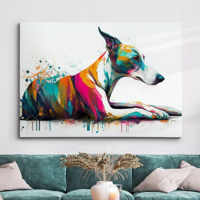 Colorful Greyhound Dog Pet Abstract Modern Oil Painting Wall Art ...