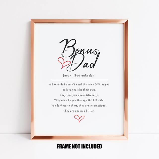Bonus Dad Definition Art Print, Gift For Bonus Dad, Like A Gift, Thank ...