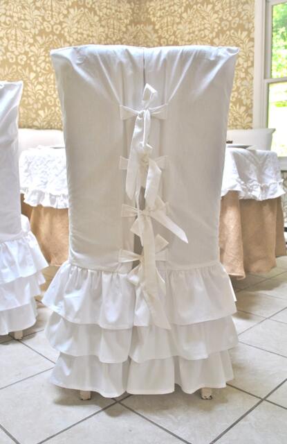 White Ruffle Chair Slipcovers by Etsy | ufurnish.com