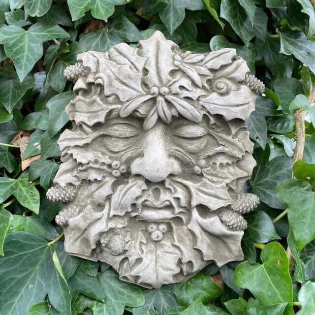 Winter Green Man Stone Hanging Plaque - Four Seasons Ivy Outdoor Garden Ornament by Etsy ...