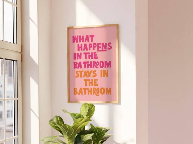 What Happens in The Bathroom Print, Funky Wall Art, Funny Home Decor ...