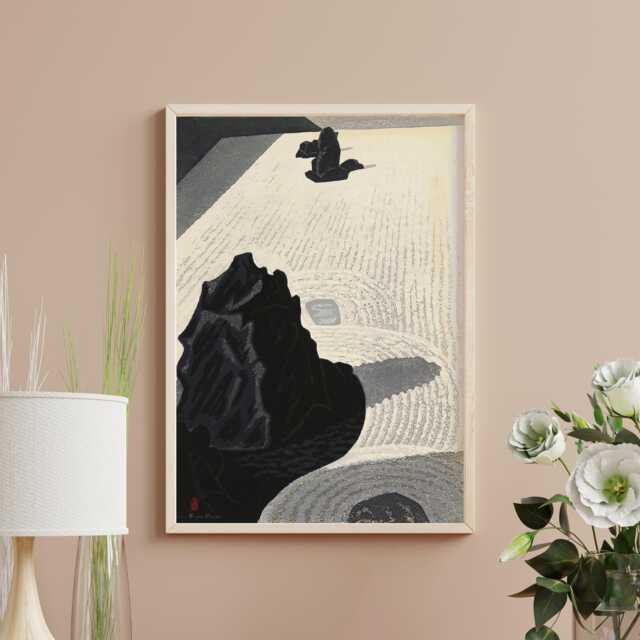The Zen Stone Garden Of Ryuan Temple By Maeda Masao Ukiyo-E Poster ...