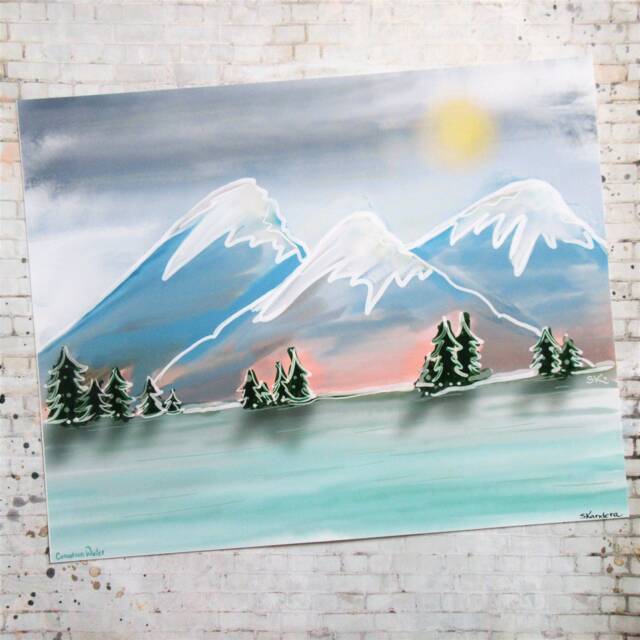 Mountain Lake Watercolor Art Print Canadian Landscape Wall Decor by ...