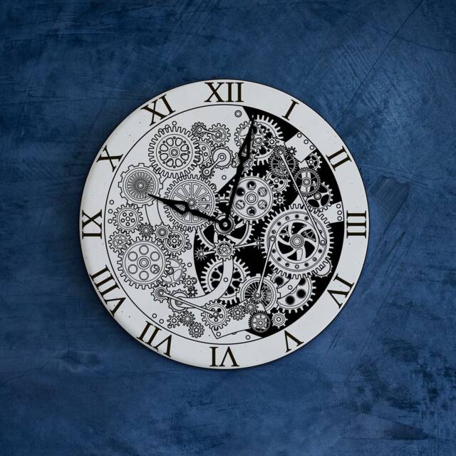 Gears Wall Clock, Mechanical Steampunk Gear Art, Industrial Mechanism ...