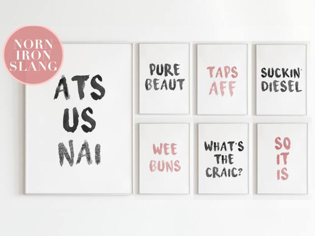 Belfast Slang Prints - Glitter Northern Ireland Print Irish Artwork Up ...