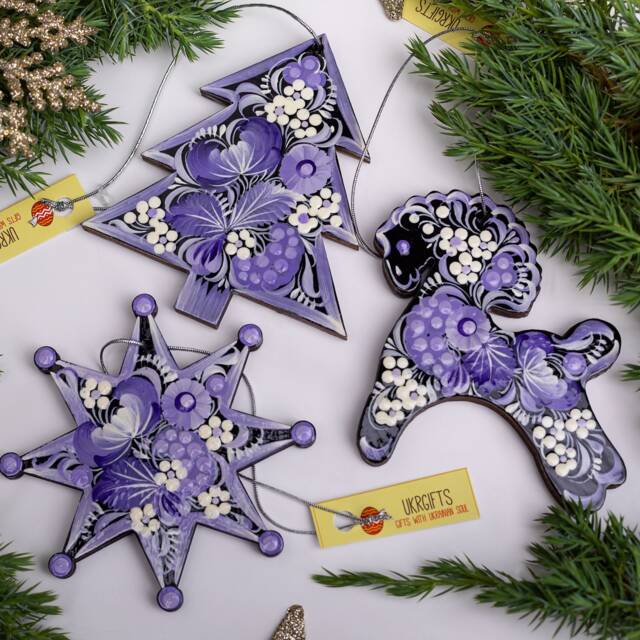 Exclusive Wooden Christmas Ornaments Horse, Star, Tree Decorations Hand ...
