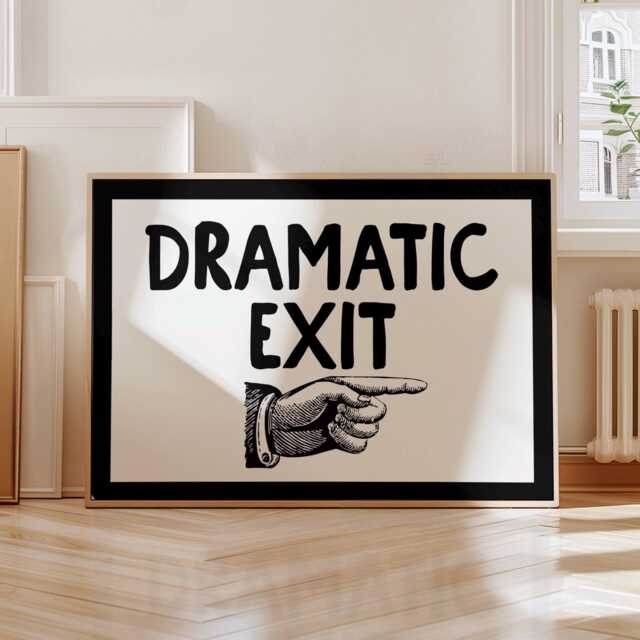 Dramatic Exit Landscape Print Retro Black & White Mid-Century Modern ...