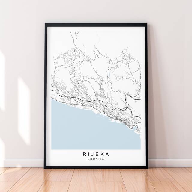 Rijeka Town Map Print Poster Minimalist Home Croatia Wall Art Decor by ...