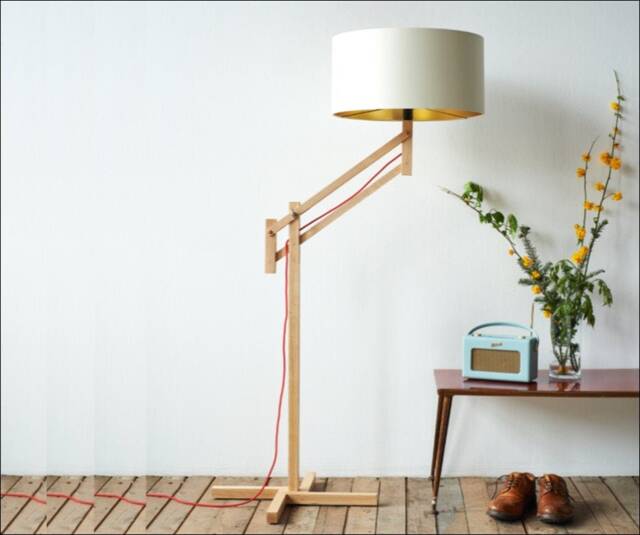 Handmade Sustainable Ash Adjustable Floor Lamp-Reading Light With Drum ...