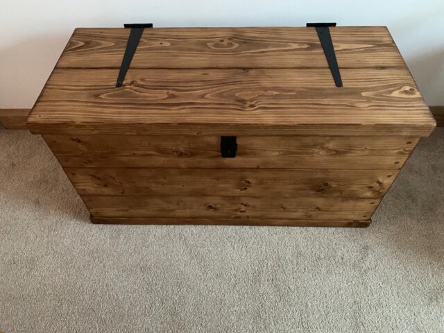 Coffee Table Blanket Box Chest Storage Rustic Solid Wood Ottoman ...