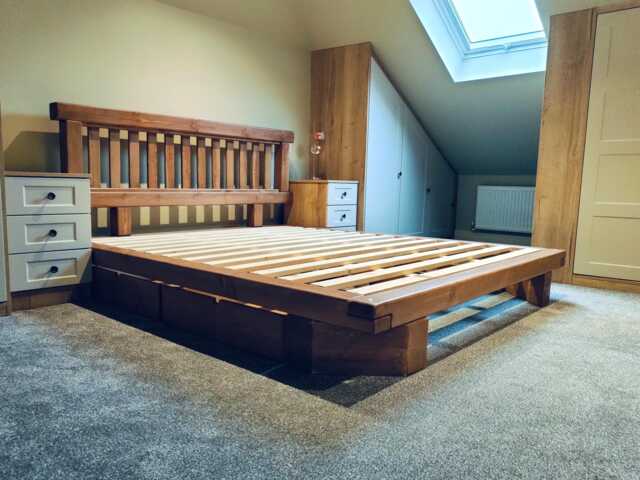 Handmade Rustic Wood Platform Bed Frame - Low Profile Farmhouse Style ...