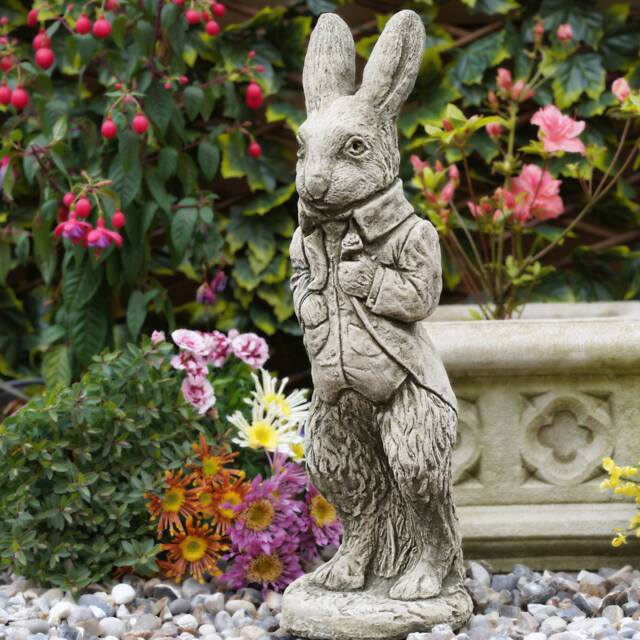 Peter Rabbit Large Stone Statue - Outdoor Garden Ornament Beatrix ...