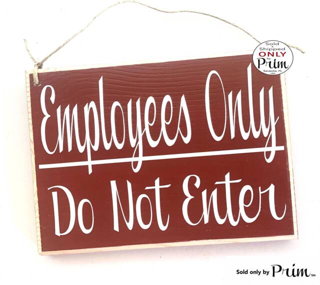 8x6 Employees Only Do Not Enter Custom Wood Sign Staff Office Private ...