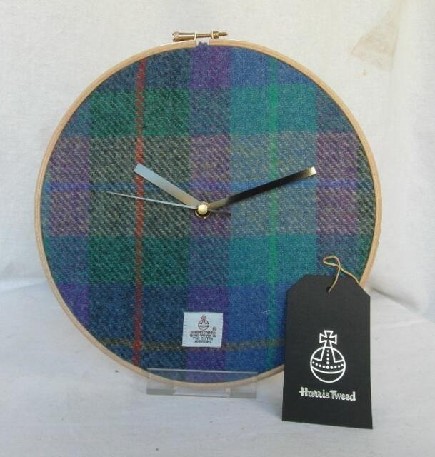 Harris Tweed Round Wall Clock 9In/23cm Authentic Faced - Metal Hands ...