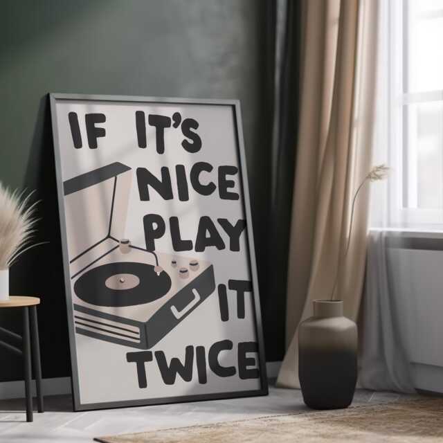If It's Nice, Play It Twice Music Room Print - Retro Vinyl Record Wall ...