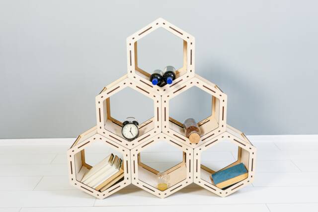 Hexagon Bookcase, Loft Shelf, Geometric Shelves, Custom Bookcase ...