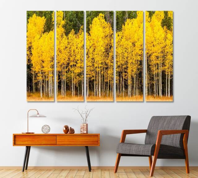 Aspen Trees Wall Art - Canvas Print Yellow Decor by Etsy | ufurnish.com
