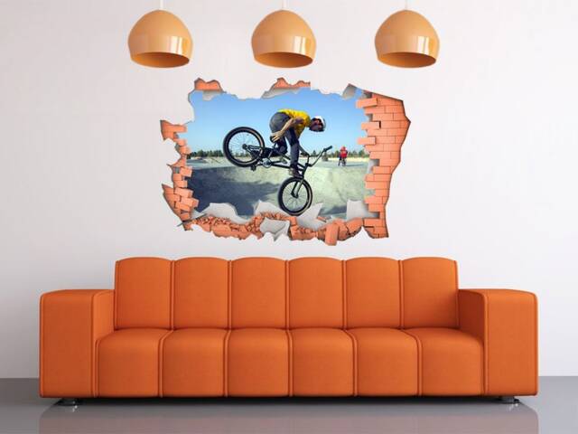 Bmx Break Out Wall Decal 3D Smashed Sticker by Etsy | ufurnish.com